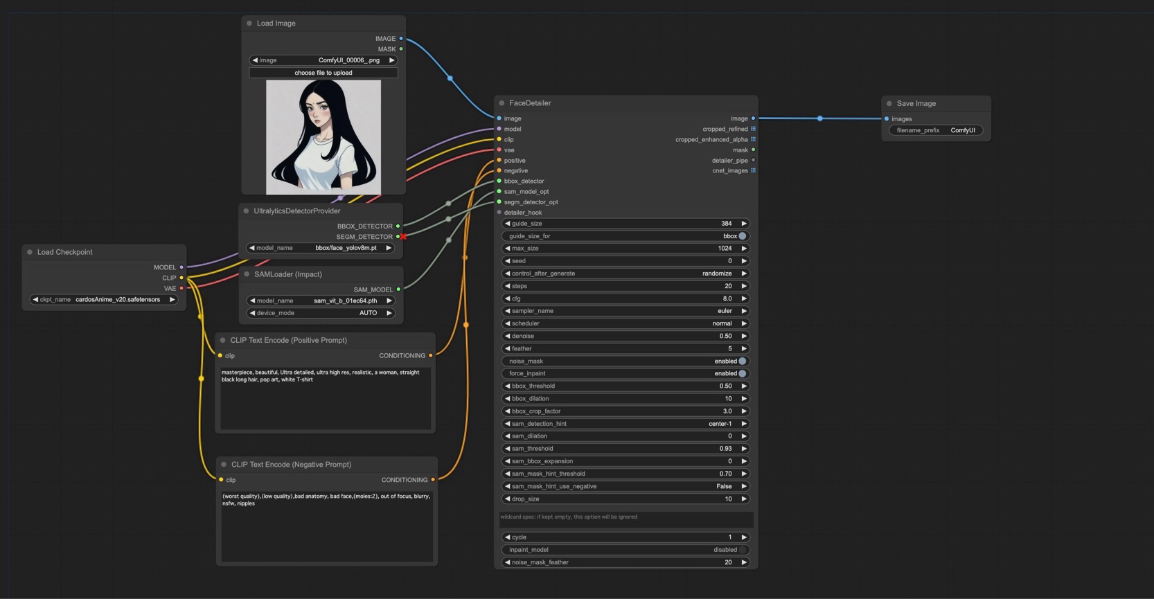 【ComfyUI】ADetailerと同じ機能『Facedetailer』の使い方！顔をきれいに生成しよう！ | romptn Magazine