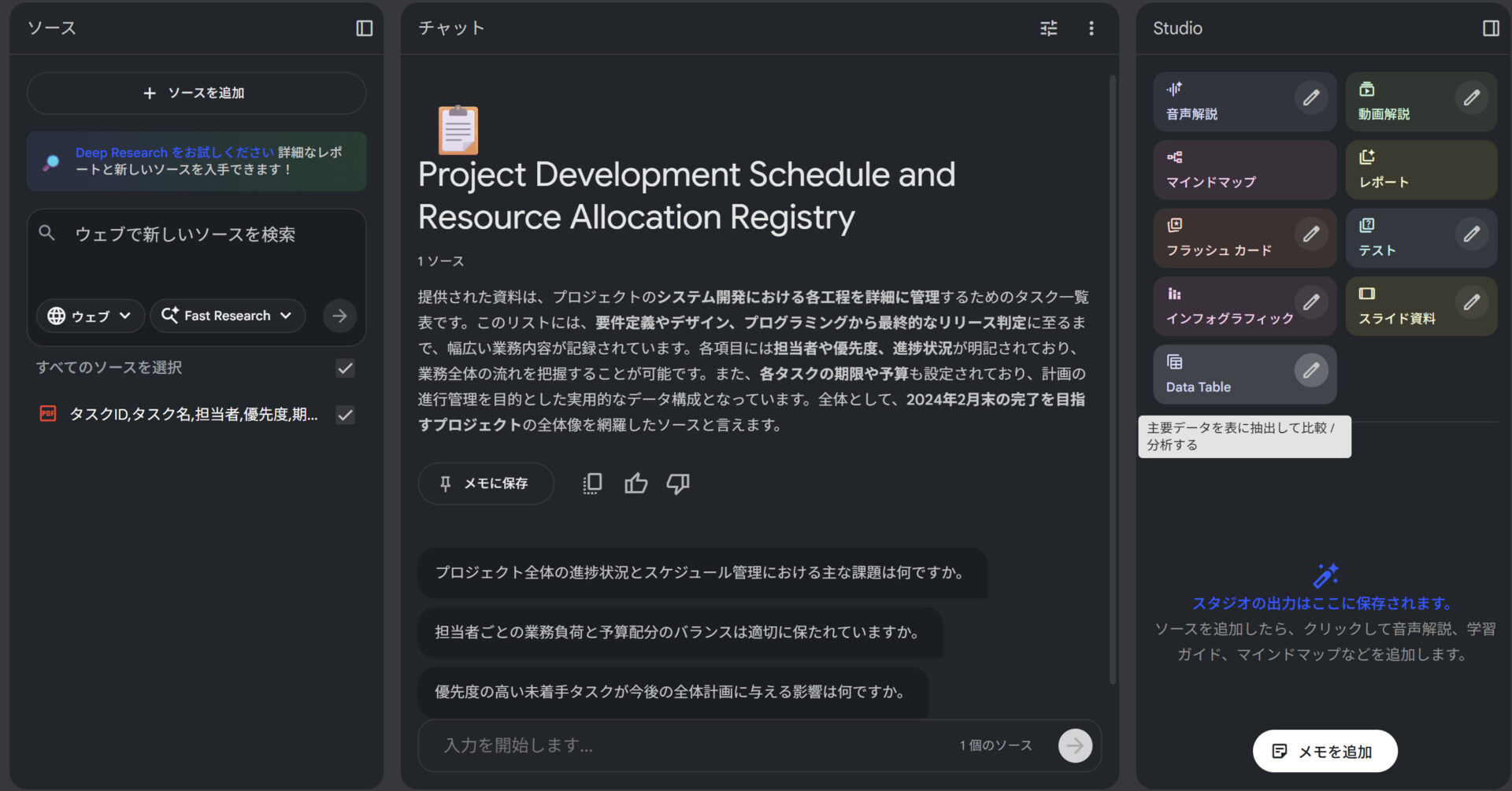 【新機能】NotebookLMのData Tableを徹底解説 | romptn Magazine